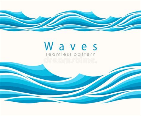 Blue Water Sea Waves Abstract Vector Background Water Wave Curve