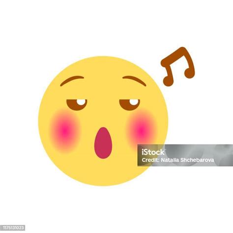 벡터 일러스트 노란색 노래 이모티콘 높은 품질 고립 된 둥근 모양 감정에 대한 스톡 벡터 아트 및 기타 이미지 감정 귀여운