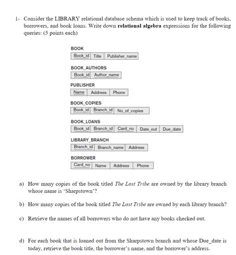 solved 1 consider the library relational database schema
