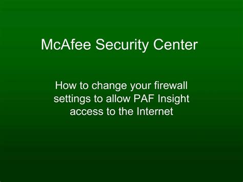 PPT McAfee Security Center PowerPoint Presentation Free Download ID