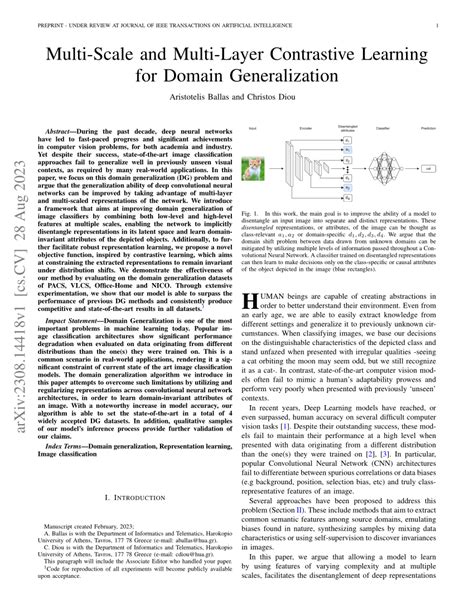 Pdf Multi Scale And Multi Layer Contrastive Learning For Domain Generalization