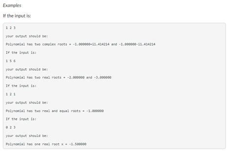 Solved Program Roots Of A Second Order Polynomial