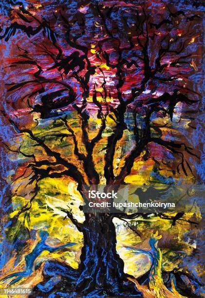 세련 된 일러스트 인상파 현대 미술 작품 내 원래 그림으로 파스텔과 고 통 우화 상징적 구성 부부는 사랑에 서로를 돌 보면서 나무를이 별의 상징으로 생명의 발전과 번영