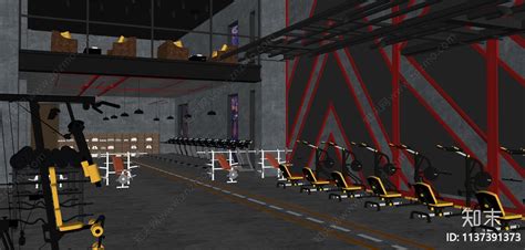 工业风健身房su模型下载【id1137391373】知末su模型网