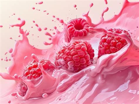 Premium Photo Raspberry Splash In Pink Liquid