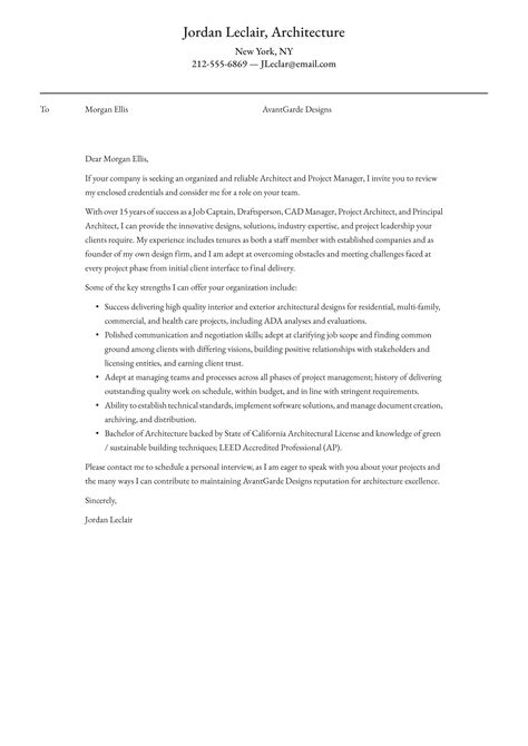 Architecture Cover Letter Example And Writing Guide