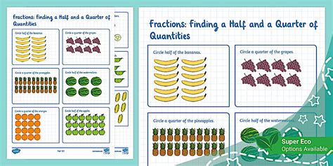 Fractions Finding A Half And A Quarter Of Quantities