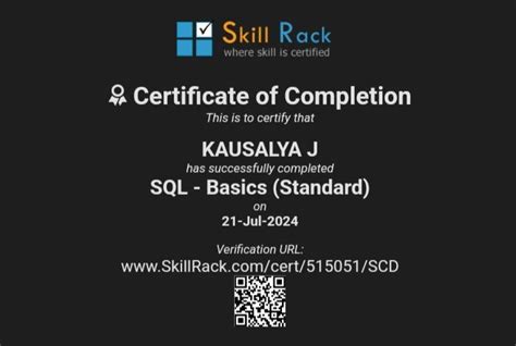 Kausalya J On Linkedin Sql Certification Dataskills
