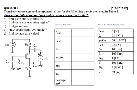 solved question 4 [5 5 5 5 5 transistor parameters and