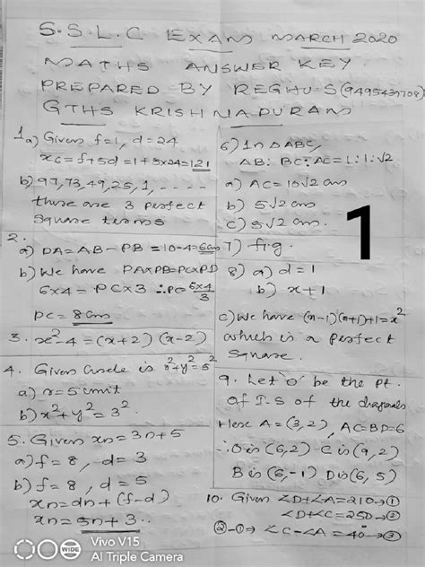 Maths Answer Key Em Sslc Exam March 2020 By Raghu Sir Pdf