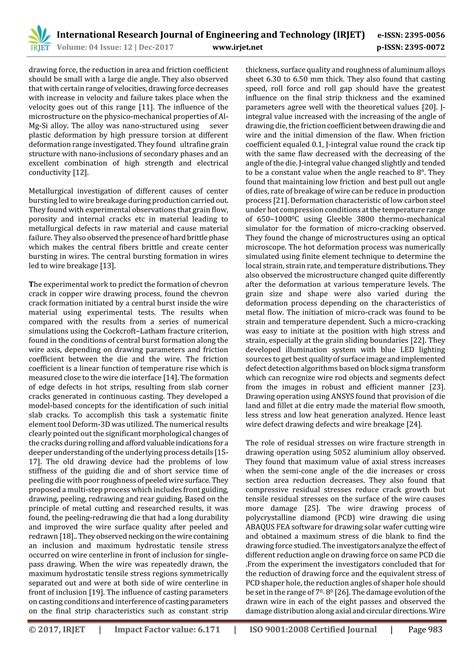 Fem Analysis Of Stress Predication Of Aluminum Wire Rod In Drawing Operation Pdf