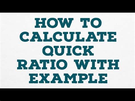 HOW TO CALCULATE QUICK RATIO WITH EXAMPLE YouTube