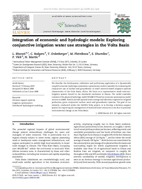 Pdf Integration Of Economic And Hydrologic Models Exploring