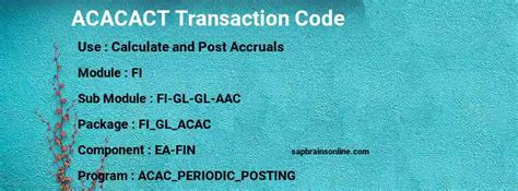 ACACACT SAP Tcode For Calculate And Post Accruals