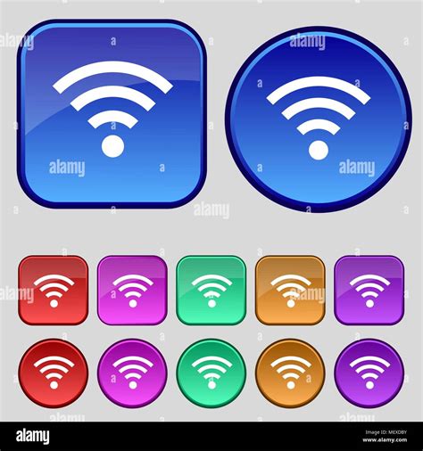 Wifi Sign Wi Fi Symbol Wireless Network Icon Wifi Zone Set Colour Buttons Vector Illustration