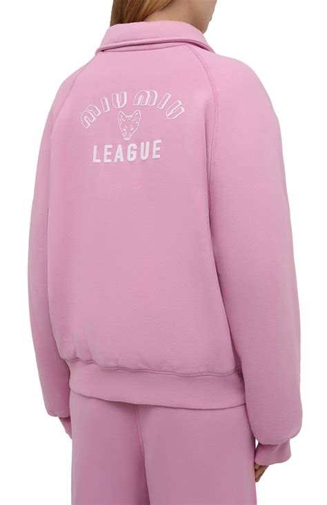 Женский розовый хлопковая толстовка Miu Miu купить в интернет магазине ЦУМ арт Mjl780 1zf3 F0e18