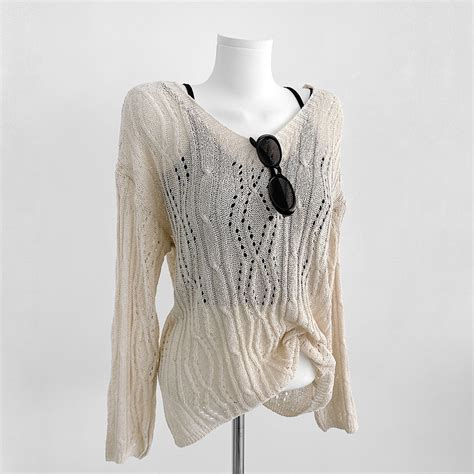 슈체 단독 반전뒷태💥x끈 뒷트임 시스루 그물 펀칭 봄 여름 가을 니트