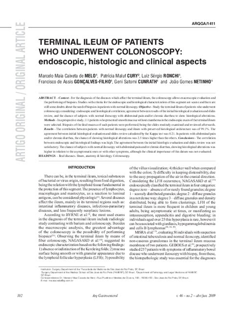 Pdf Terminal Ileum Of Patients Who Underwent Colonoscopy Endoscopic Histologic And Clinical