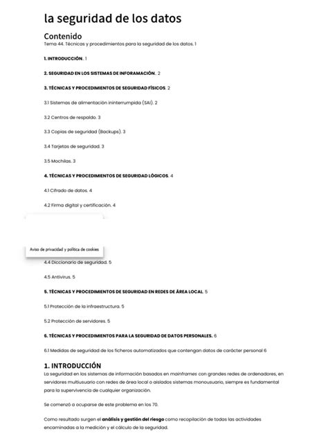 Tema 18 Técnicas Y Procedimientos Para La Seguridad De Los Datos Oposinet Descargar Gratis
