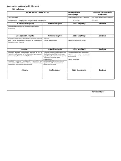 Matryca Logiczna Wzor Pdf