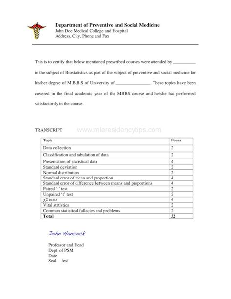 Usmle And Residency Tips Sample Transcript Of Biostatistics For Research