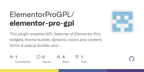 Github Elementorprogplelementor Pro Gpl This Plugin Enables Gpl Features Of Elementor Pro