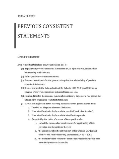 previous consistent statements pdf witness testimony
