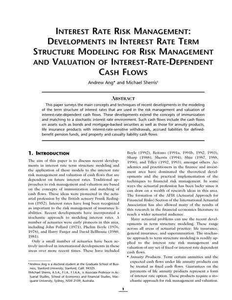 Pdf Interest Rate Risk Management Developments In Interest Rate Term