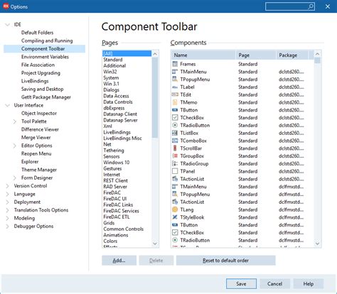 Component Toolbar RAD Studio