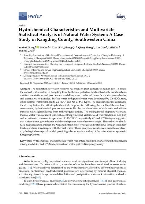 Pdf Hydrochemical Characteristics And Multivariate Statistical