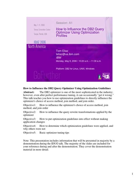 how to influence the db2 query optimizer using optimization profiles pdf program