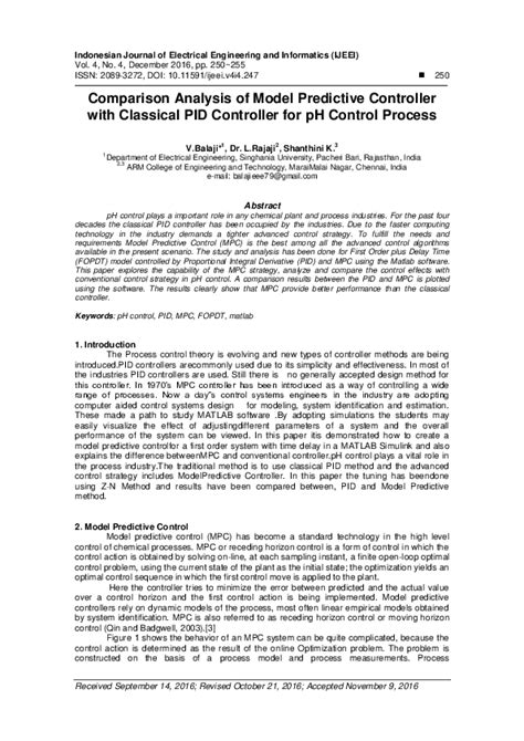 Pdf Comparison Analysis Of Model Predictive Controller With Classical Pid Controller For Ph