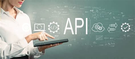 API Application Programming Interface Concept With Business Woman Using A Tablet Stock Photo