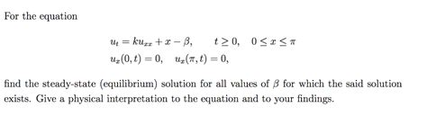 Solved For The Equation Find The Steady State Equilibrium Chegg