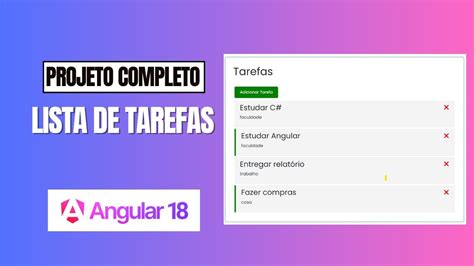 projeto completo angular 18 e jsonserver lista de tarefas youtube