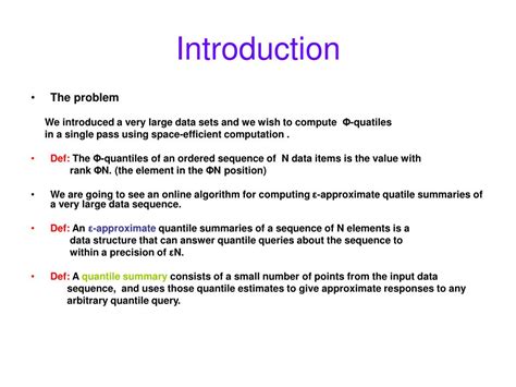 Ppt Space Efficient Online Computation Of Quantile Summaries