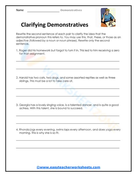 Clarifying Demonstratives Worksheet