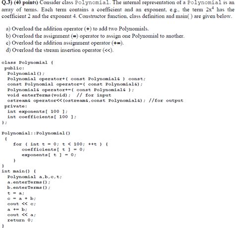 solved q 3 40 points consider class polynomial the