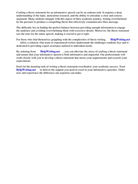 Thesis Statements Examples For Informative Speeches Download Free Pdf