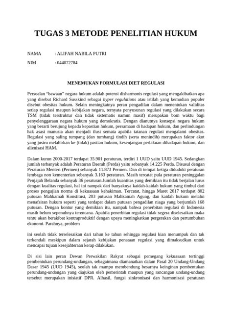 Tugas 3 Metode Penelitian Hukum Alifah Nabila Putri Pdf