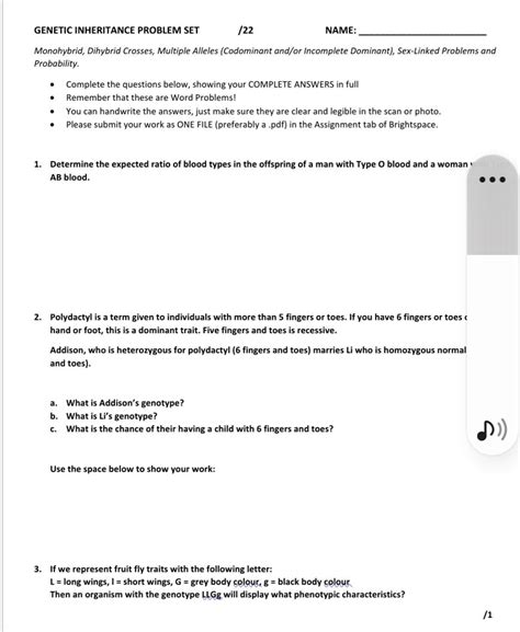 Solved Genetic Inheritance Problem Set 22 Name Monohybrid Dihybrid