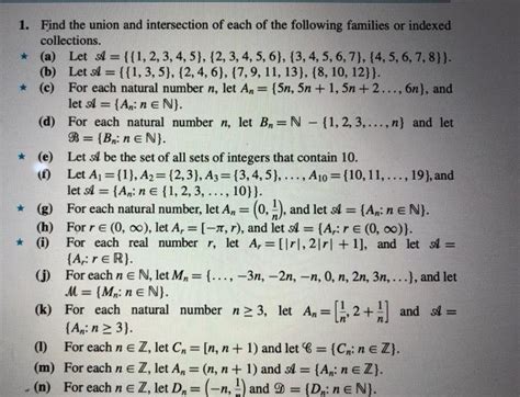 Solved Find The Union And Intersection Of Each Of Chegg