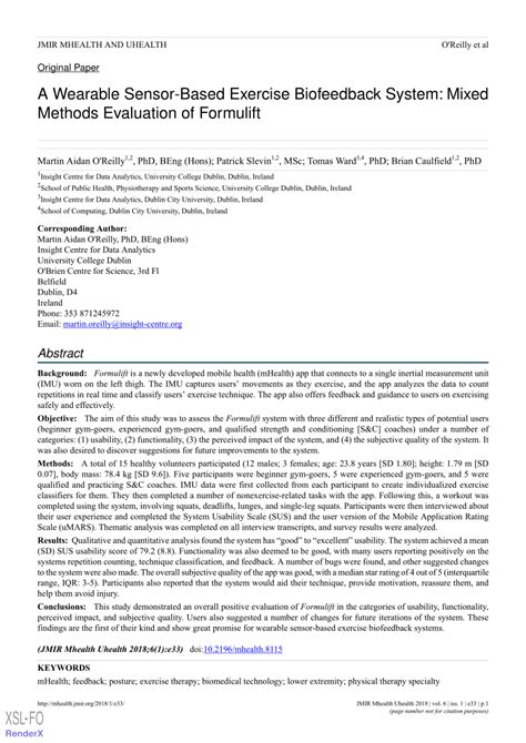 Pdf A Wearable Sensor Based Exercise Biofeedback System Mixed