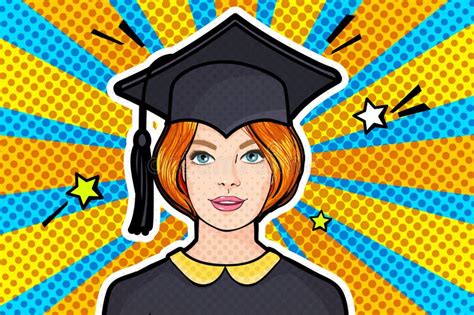 Concept Of A Graduating Class Of 2021 Numbers With Graduation Cap In Pop Art Style Stock Vector