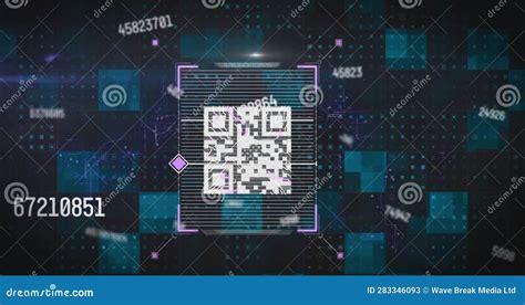 animation of qr code data processing over squares stock video video