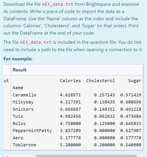 Solved The Ae3datatxt File Is File Is Tab