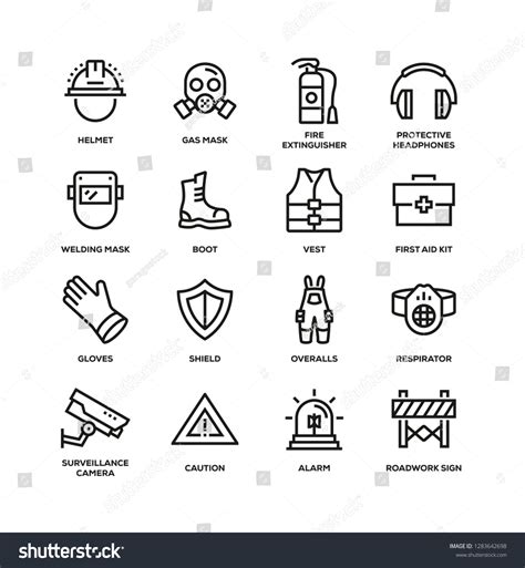 Work Safety Line Icon Set Stock Vector Royalty Free 1283642698