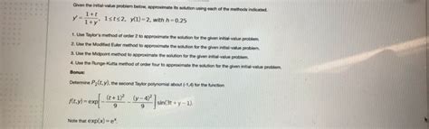 solved given the initial value problem below approximate
