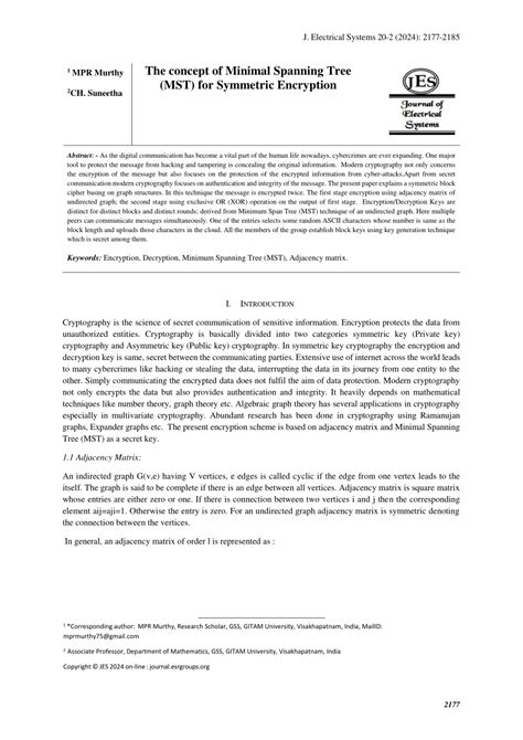 Pdf The Concept Of Minimal Spanning Tree Mst For Symmetric Encryption