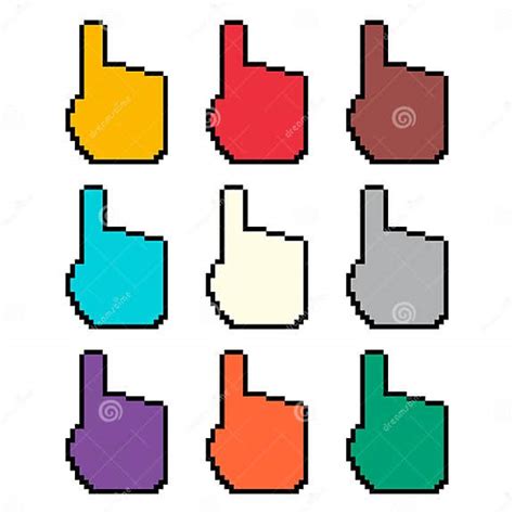 Set Of Finger Pixel Icon Web Cursor Click Mouse Symbol Computer